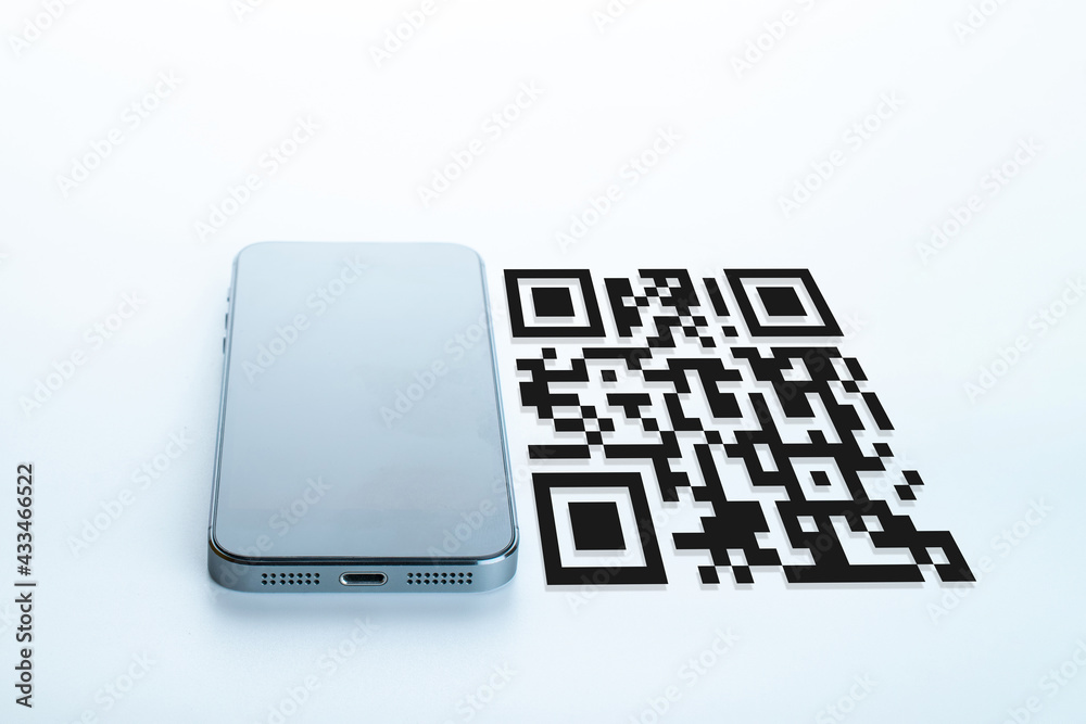 Qr code payment. Digital mobile smart phone with qr code scanner on ...