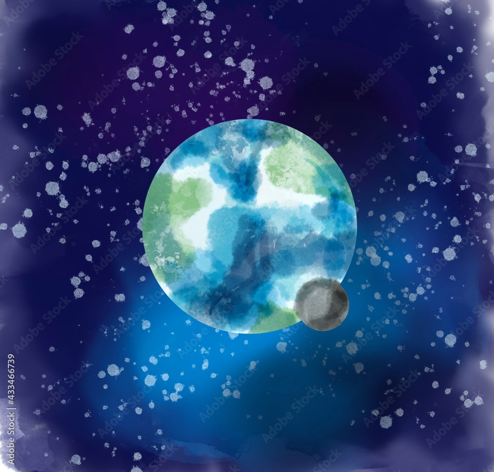 Watercolor Space Planets. Watercolor Space clipart, Cosmos, retro ...