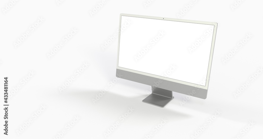Computer display mock up with blank white screen. Stylish desktop ...