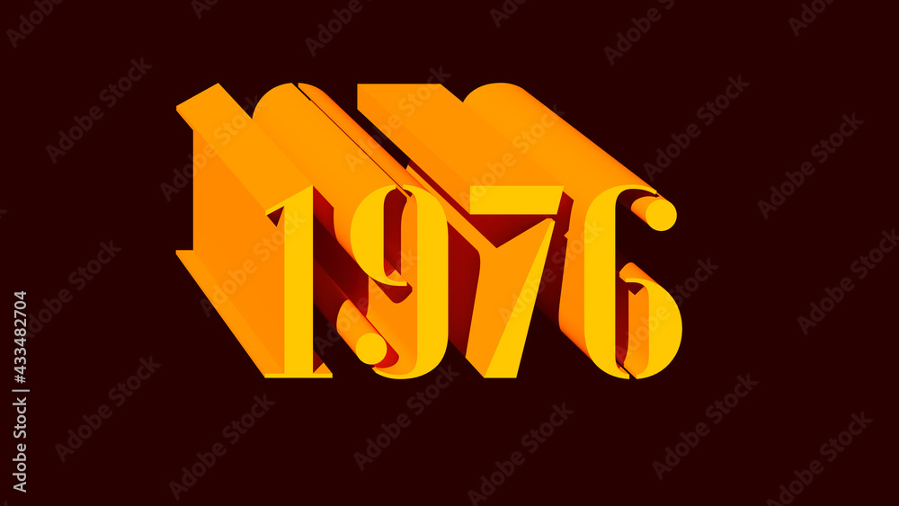 1976 Vintage Retro Isometric Typeface Yellow Orange Typography 3d ...