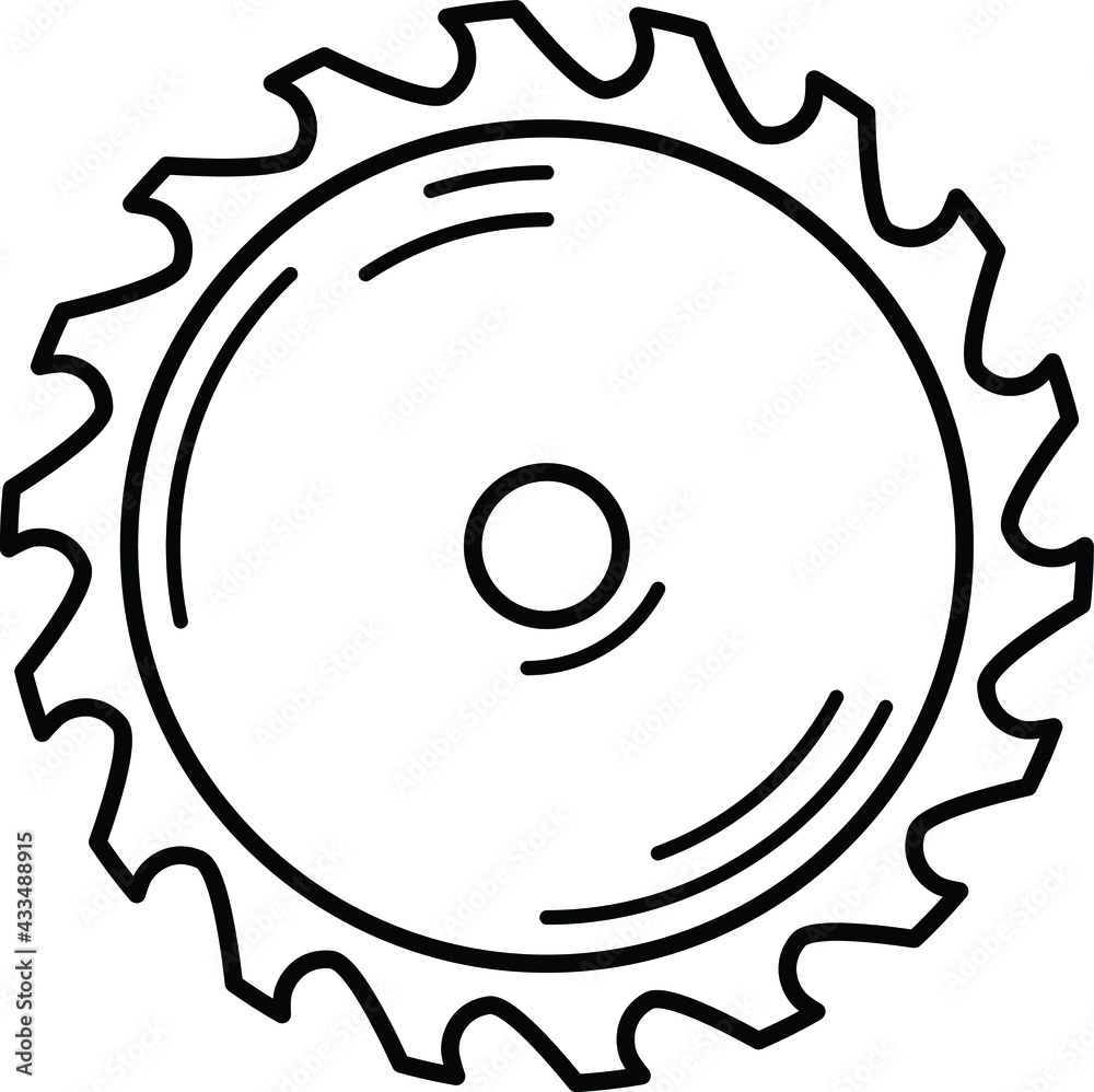 Circular saw blade linear icon. Thin line illustration. Wheel blade ...