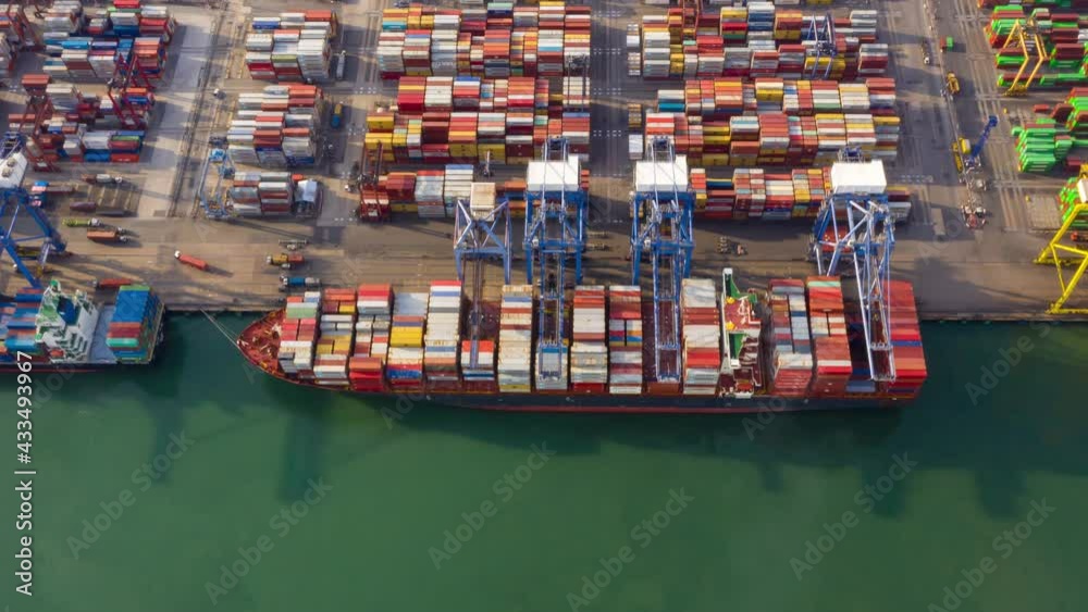 วิดีโอสต็อก Time lapse Container , container ship in export and import ...