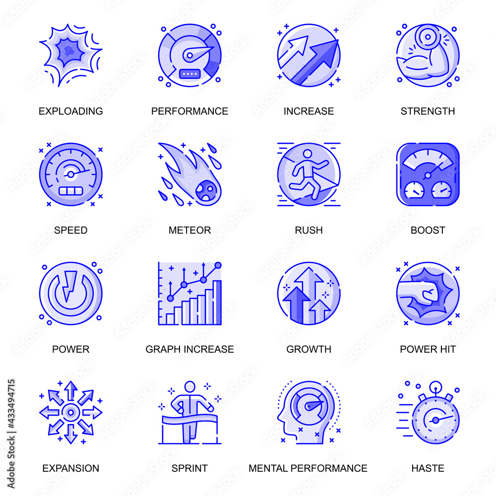 Performance web flat line icons set. Pack outline pictogram of ...