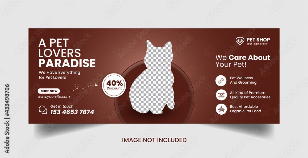 Pet shop social media cover banner or square flyer design template with ...