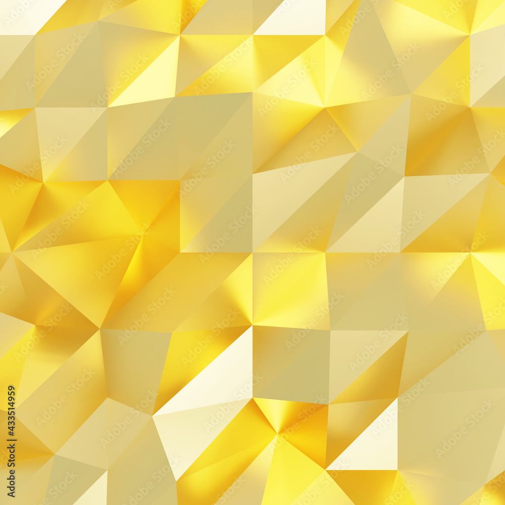 Gold polygon background 3d rendering, 3d illustration. Abstract triangle background. Gold ...
