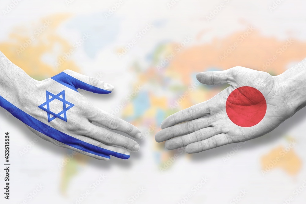 Israel and Japan - Flag handshake symbolizing partnership and ...
