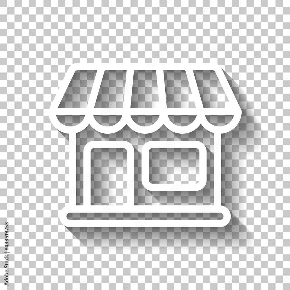 Simple icon of store, small business. White linear icon with editable ...