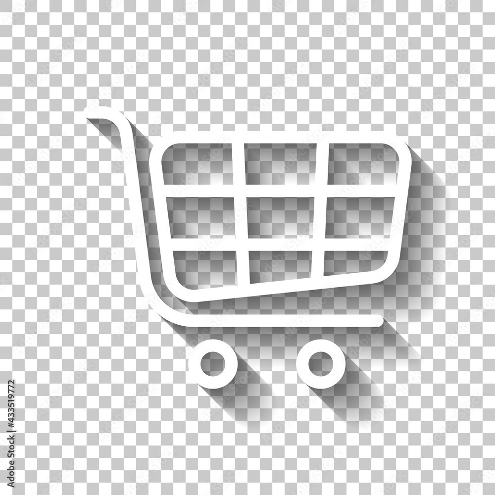 Shopping cart, online store, business icon. White linear icon with ...