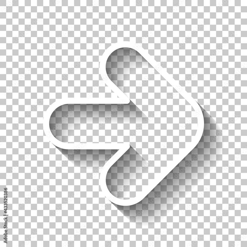 Arrow, direction or pointer, simple icon. White linear icon with ...