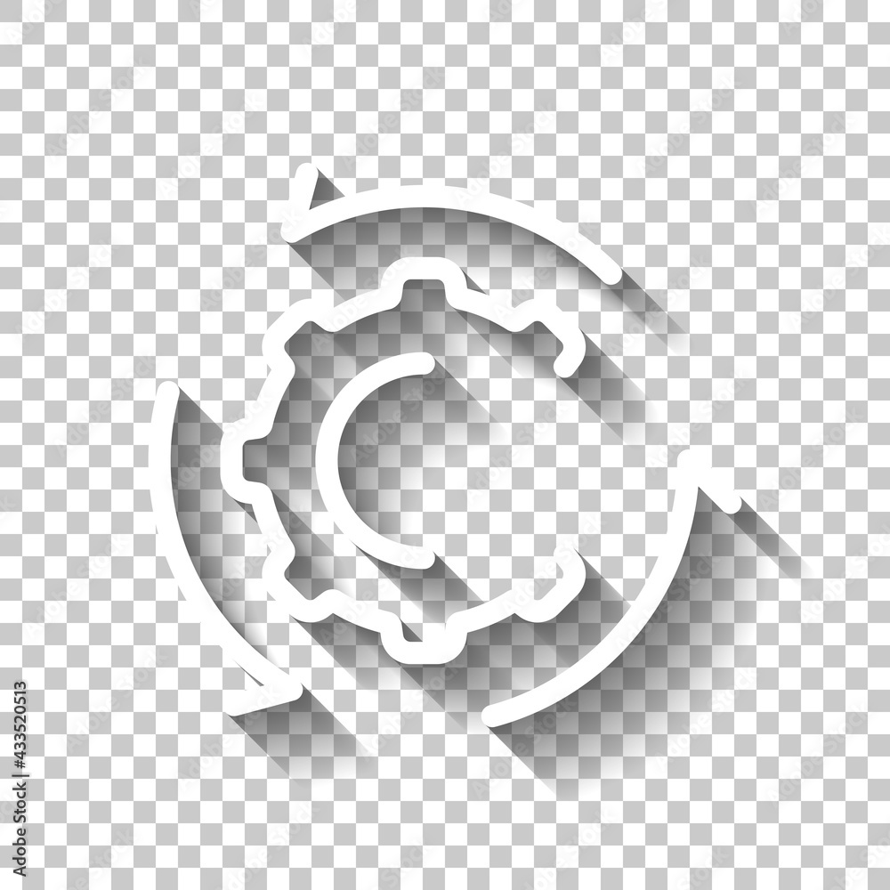 Workflow process, gear and arrows, automate business operation. White ...