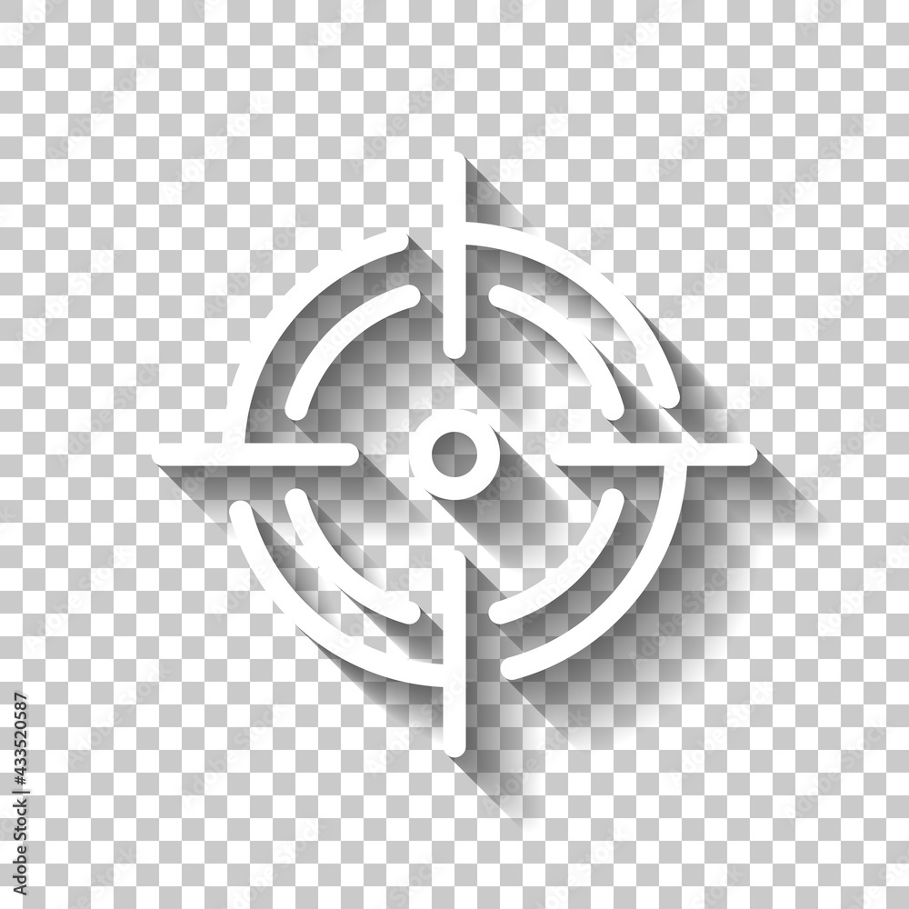 Weapon sight, target or crosshair, simple icon. White linear icon with ...