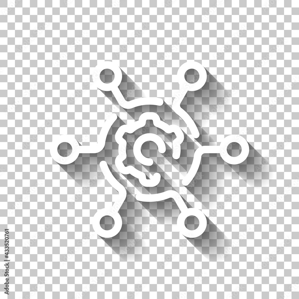 Execution process, implement ideas, gear icon. White linear icon with ...
