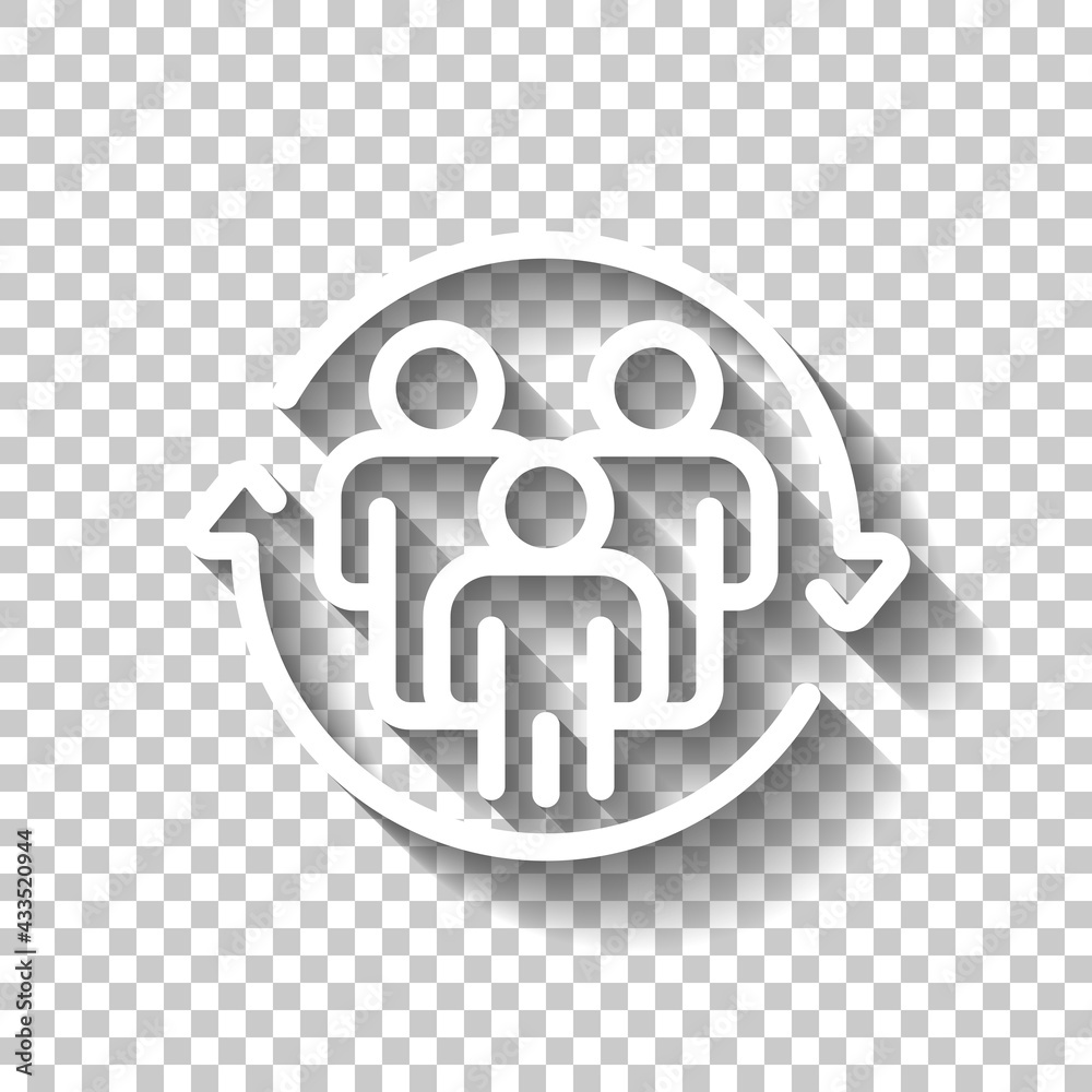 Customer retention, client support, business icon. White linear icon ...