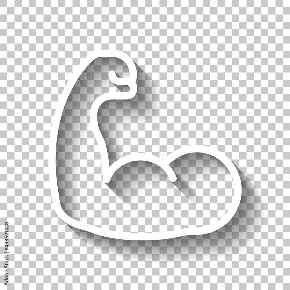 Strong muscle, hand with powerful bicep, simple icon. White linear icon ...