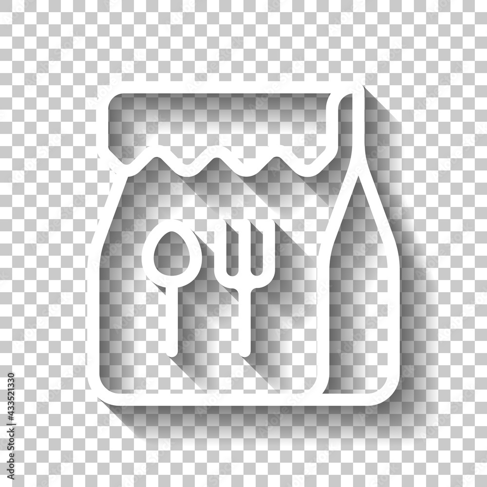 Lunch box, container for food, simple icon. White linear icon with ...