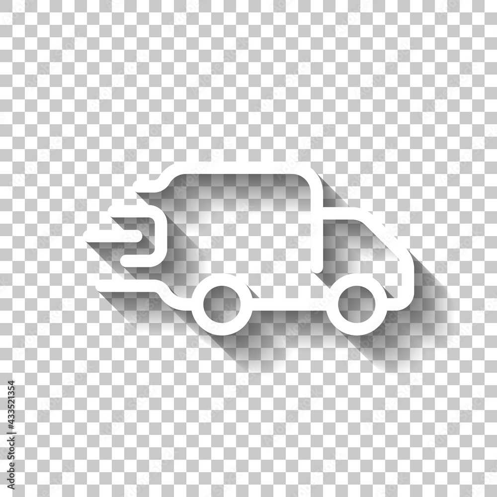 Delivery track, fast shipping, simple icon. White linear icon with ...