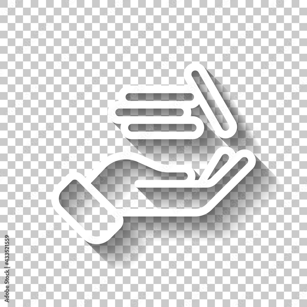 Vetor de Hand and money, giving a cash, simple icon. White linear icon ... Vetor de Hand and money, giving a cash, simple icon. White linear icon ...