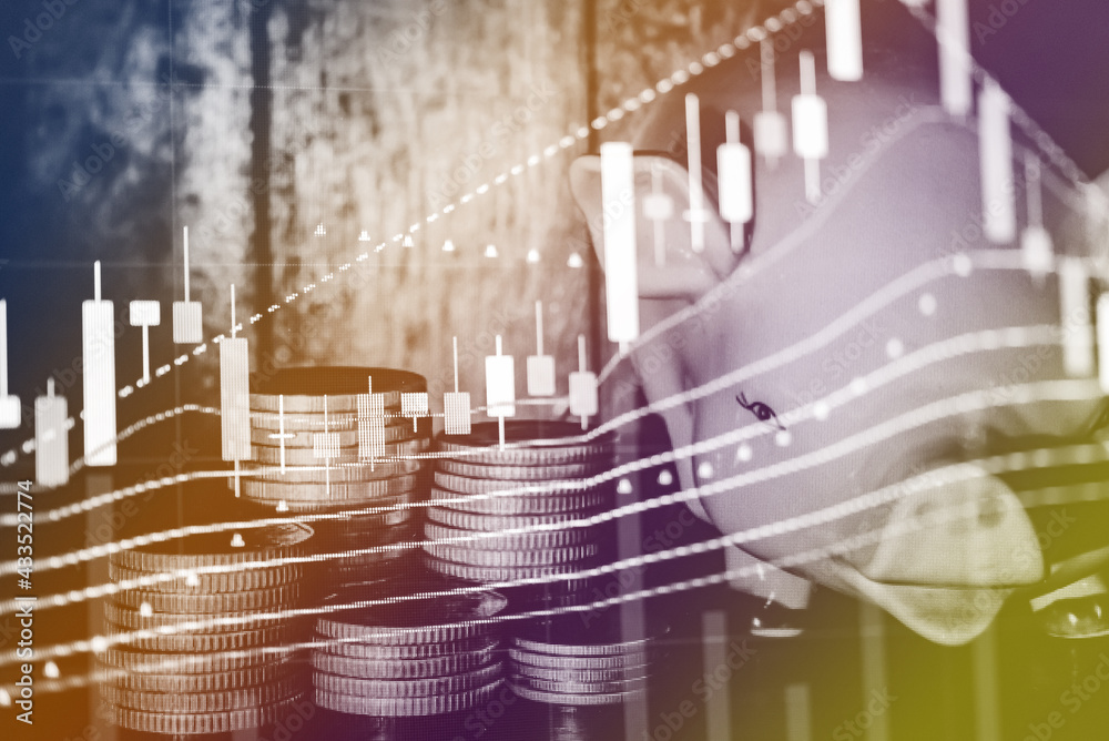 Charts of stock market instruments with various type of indicators and ...