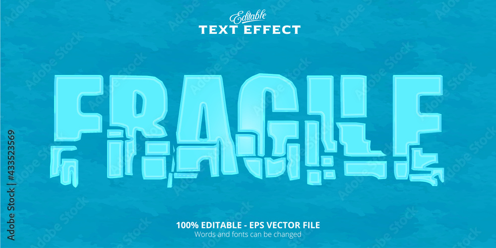 Fragile text realistic editable text effect Stock Vector | Adobe Stock