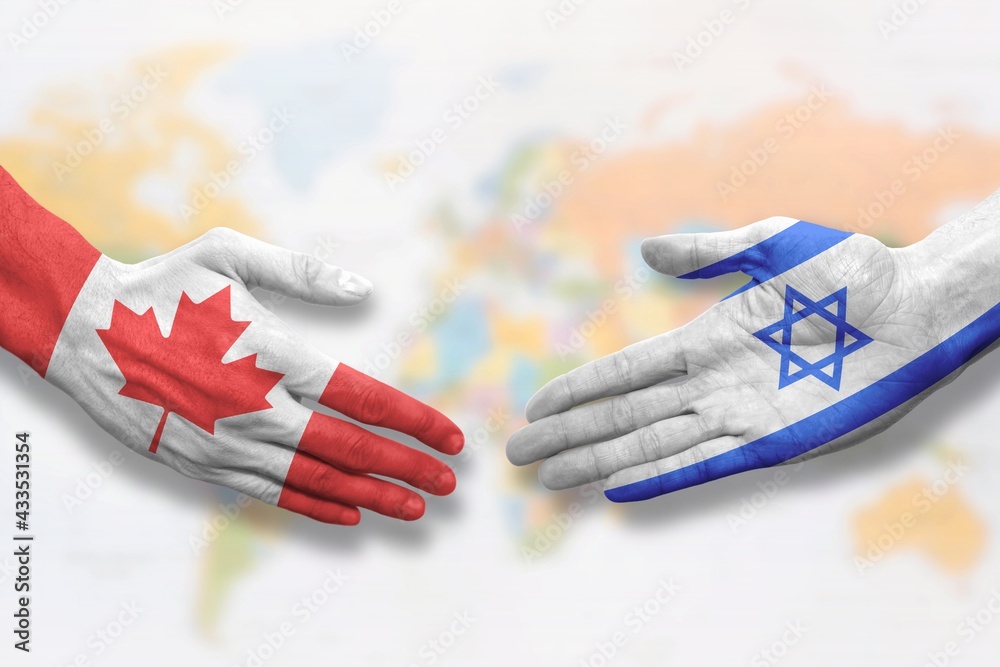 Israel and Canada - Flag handshake symbolizing partnership and ...