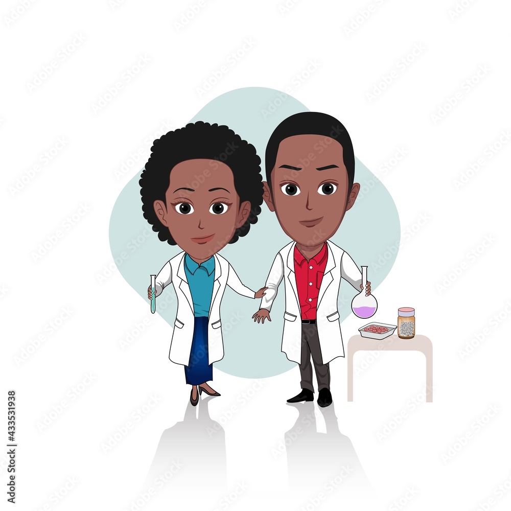 Vector illustration of a cartoon caricature of a black couple wearing a ...
