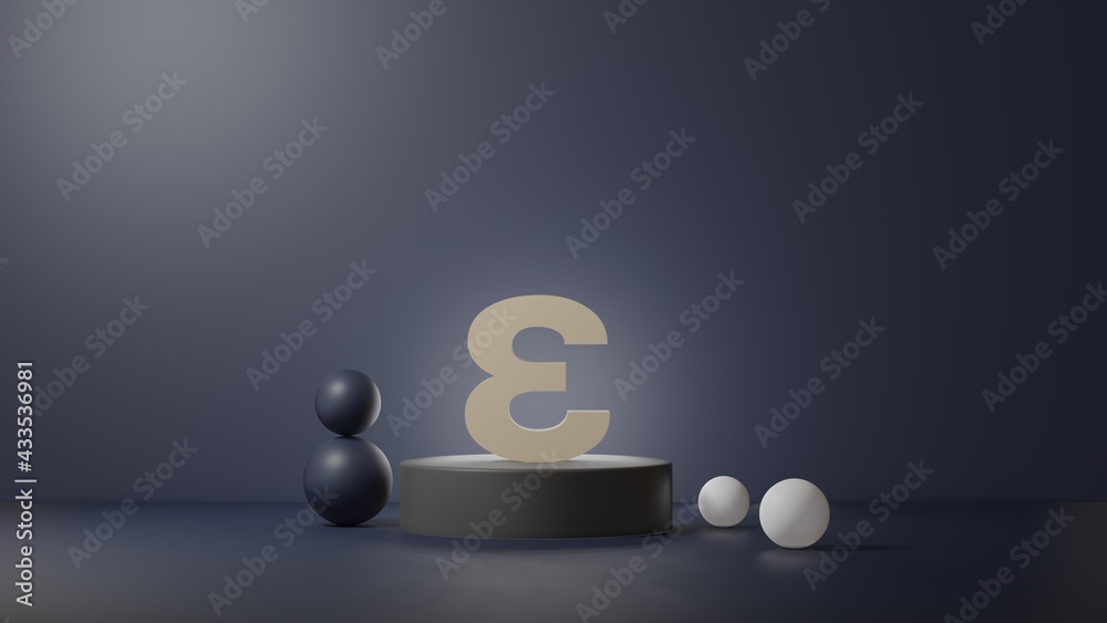 Epsilon physics symbol in podium and dark blue background. 3D ...