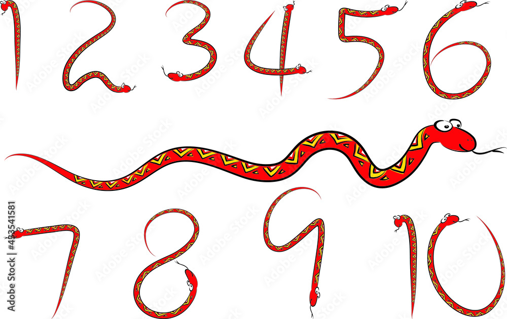 vector cartoon snakes with numbers 1 to 10 design sign Stock Vector ...