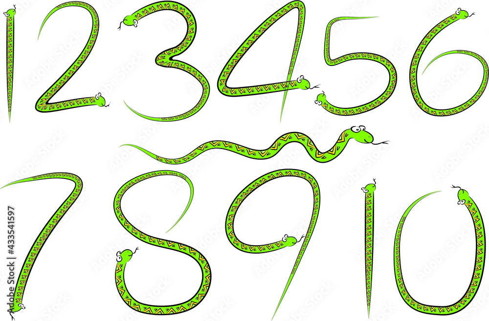 vector cartoon snakes with numbers 1 to 10 design sign Stock Vector ...