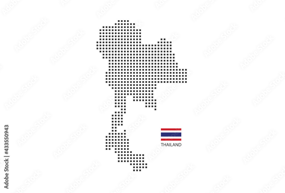 Vector square pixel dotted map of Thailand isolated on white background ...