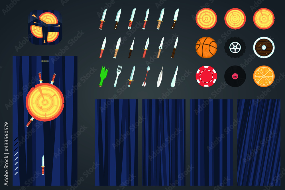 A scalable set of graphics for an arcade mobile game. The sprite asset ...