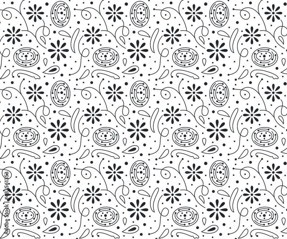 flower and dot line pattern for fabric print and background, texture ...