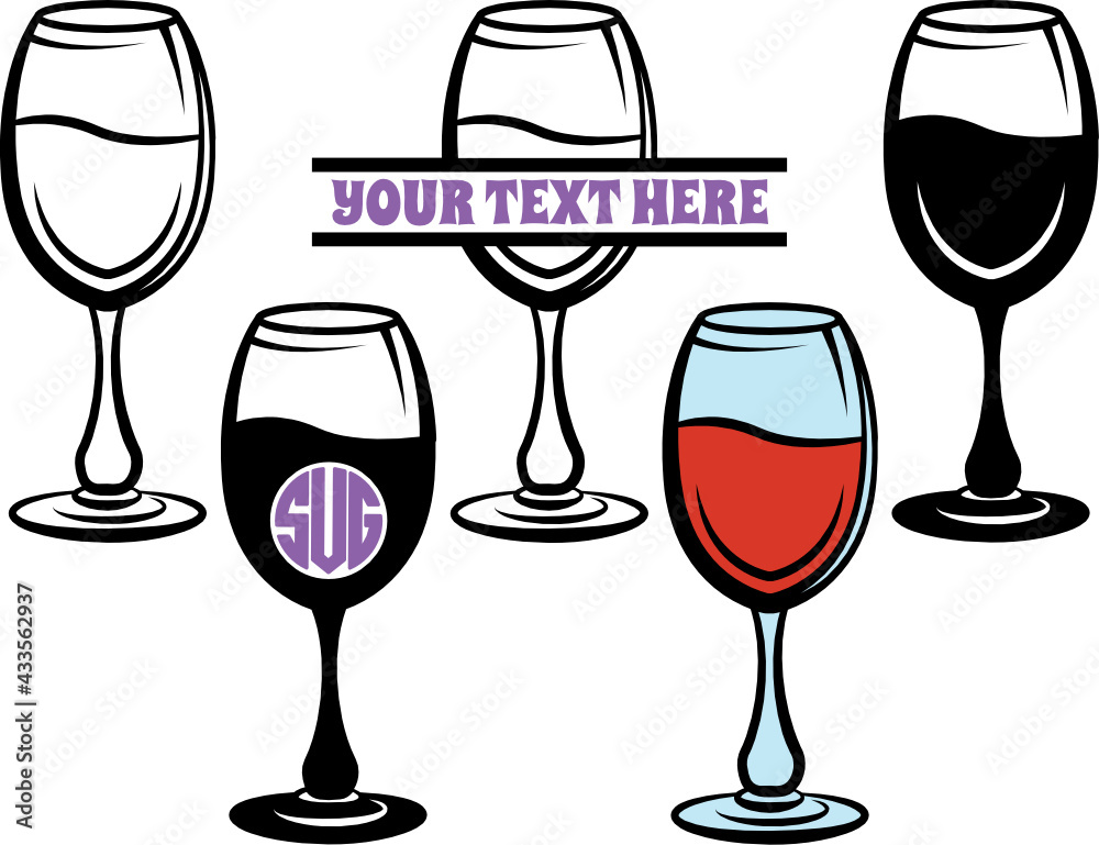 Wine Glass SVG Cut File, Wine Svg, Wine Glass Svg, Split Monogram ...