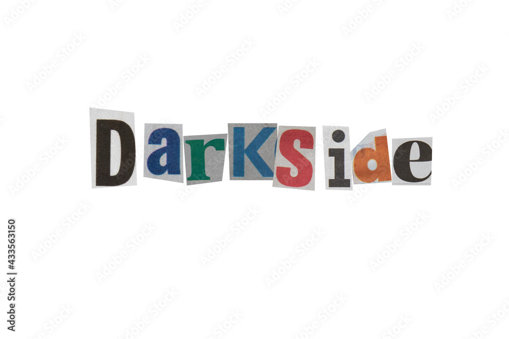 "darkside" text written in letters cut out from newspapers Stock Photo ...