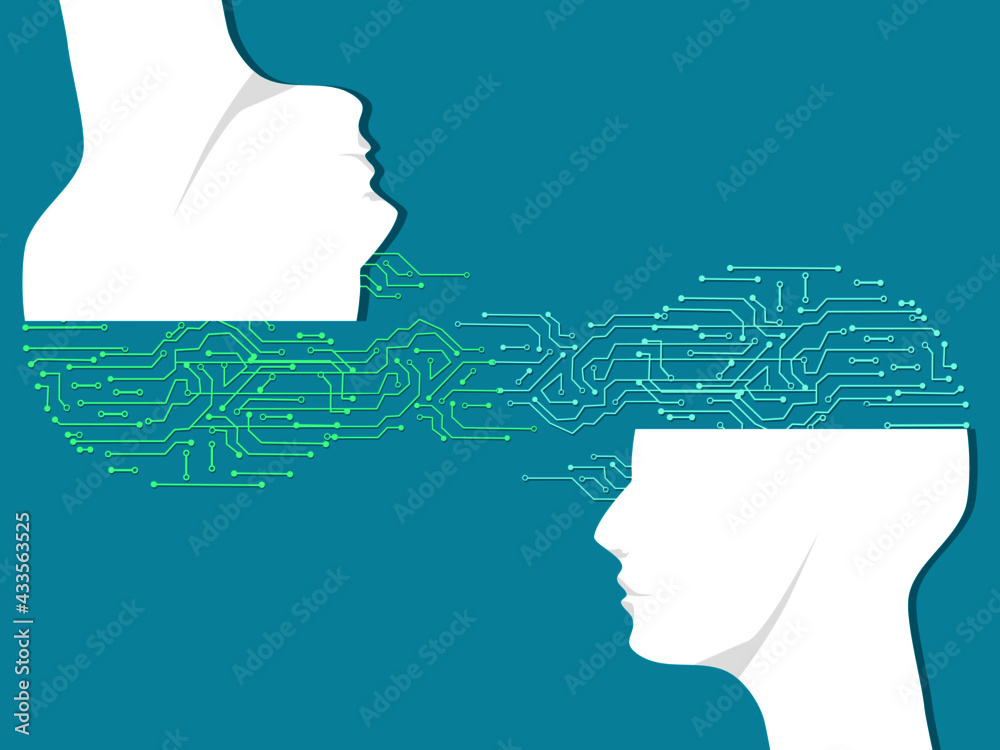 The circuits of the human brain are connected to each other. Vector ...