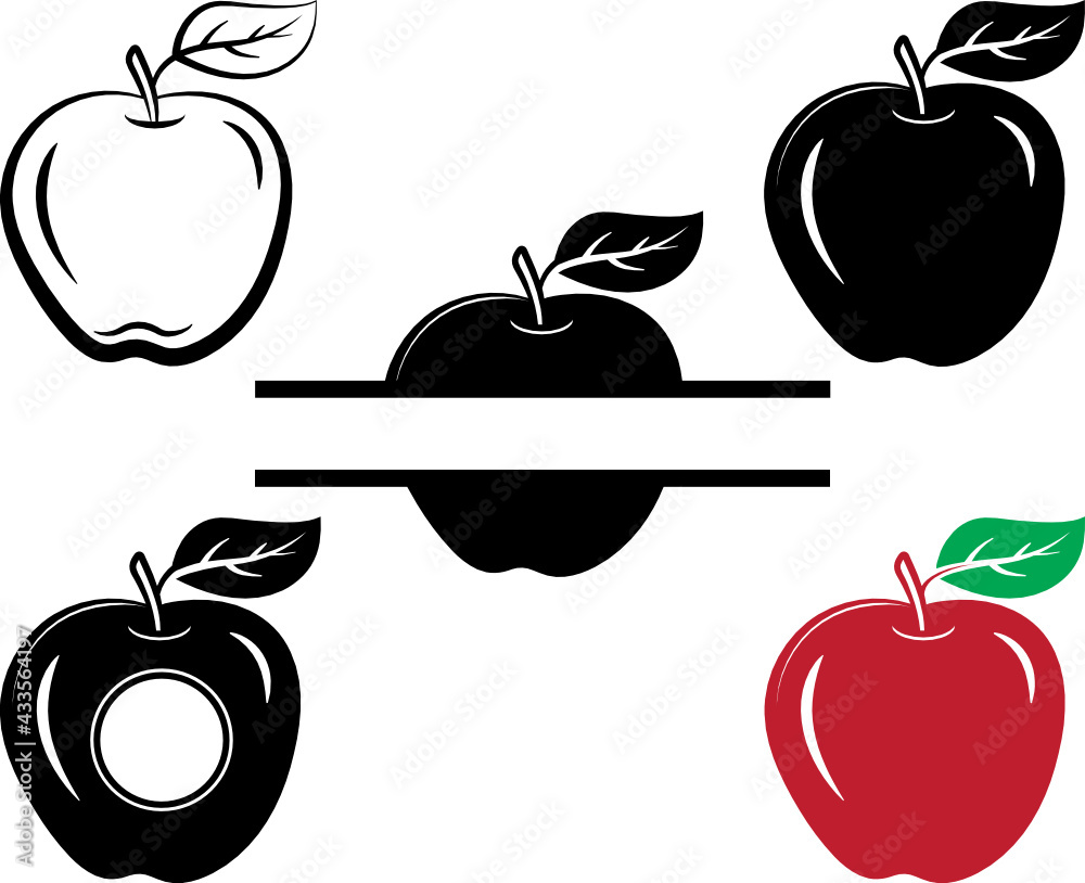 Apple Svg Cut File, Apple Svg, Split Monogram Svg, Teacher Svg, School ...