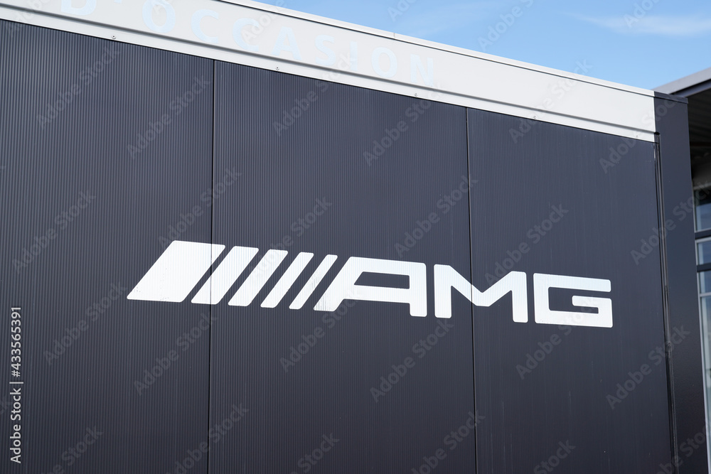 Mercedes Benz amg car brand sign and text shop logo Automobile ...