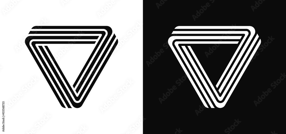 Impossible triangle line art design. Penrose optical illusion. Vector ...
