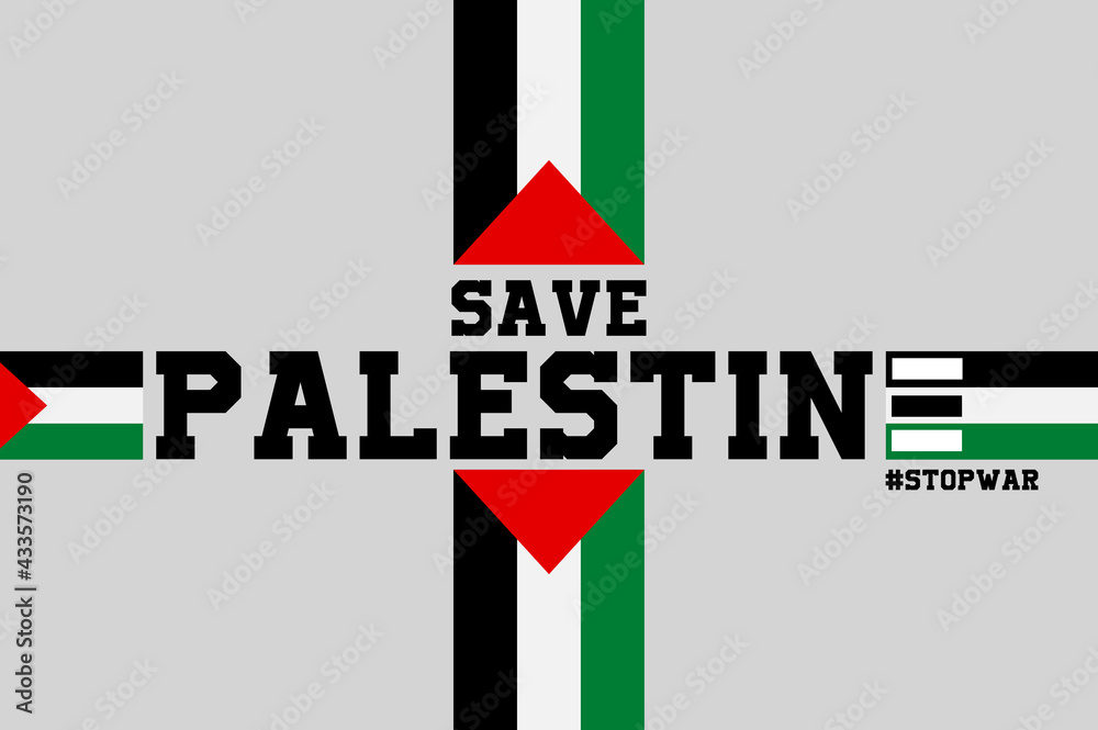 save Palestine and stop war banner with Palestine flag, solidarity with ...