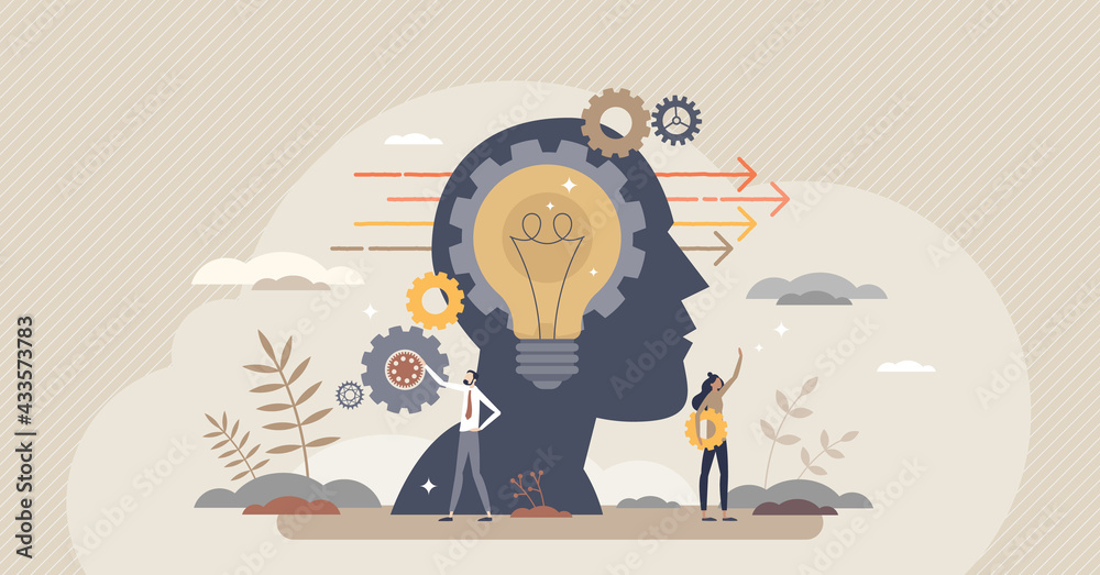 Forward thinking or leader solution for development ahead tiny person ...