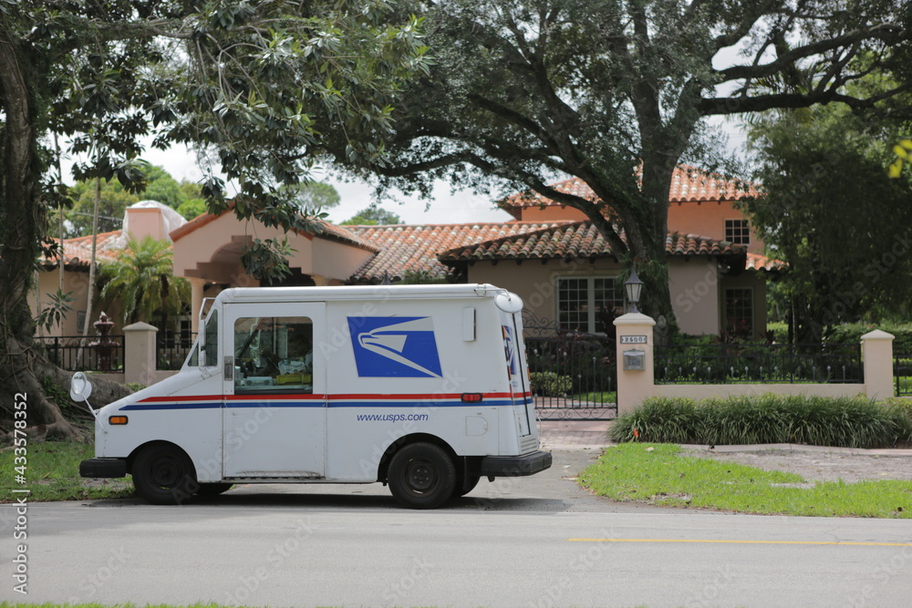 Miami, Florida, USA 2.09.2020 - USPS Post Office Mail Truck parked in ...