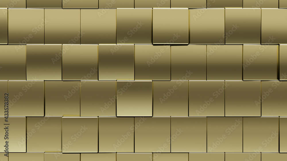 Square, 3D Mosaic Tiles arranged in the shape of a wall. Polished ...