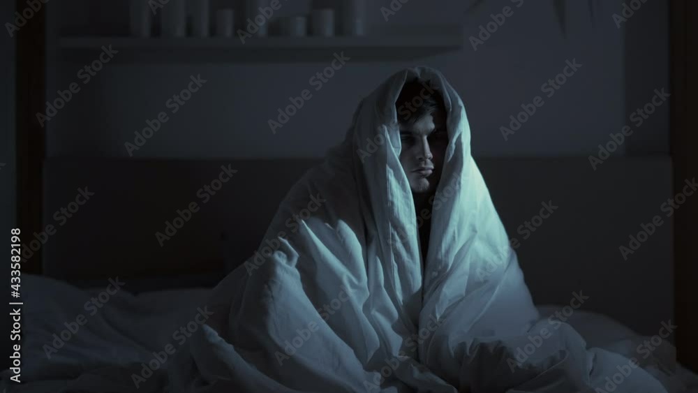 Night insomnia. Trouble sleeping. Anxiety fatigue. Loneliness ...