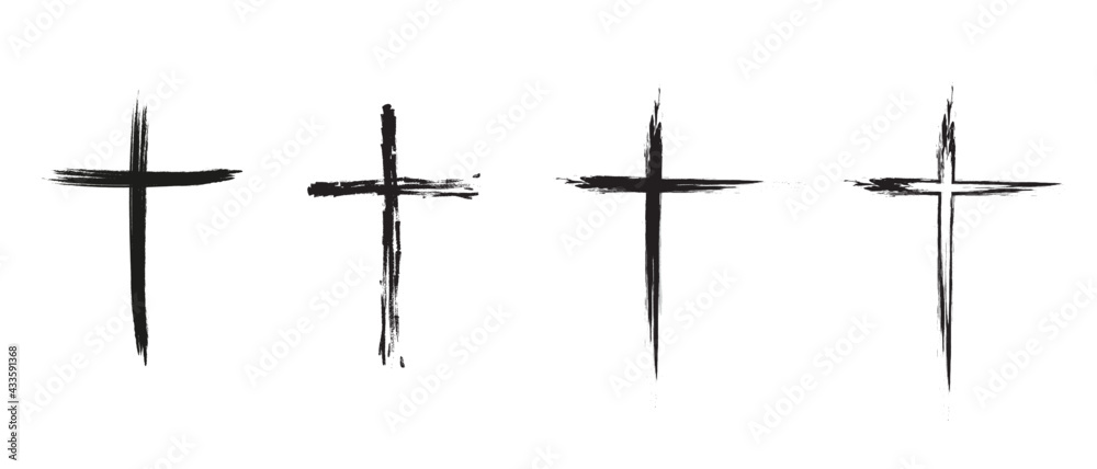 Set hand drawn cross. Vector cross. The cross is made with a brush ...