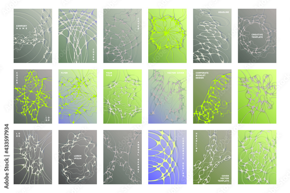 Science brochure cover templates vector set. Global network concept ...