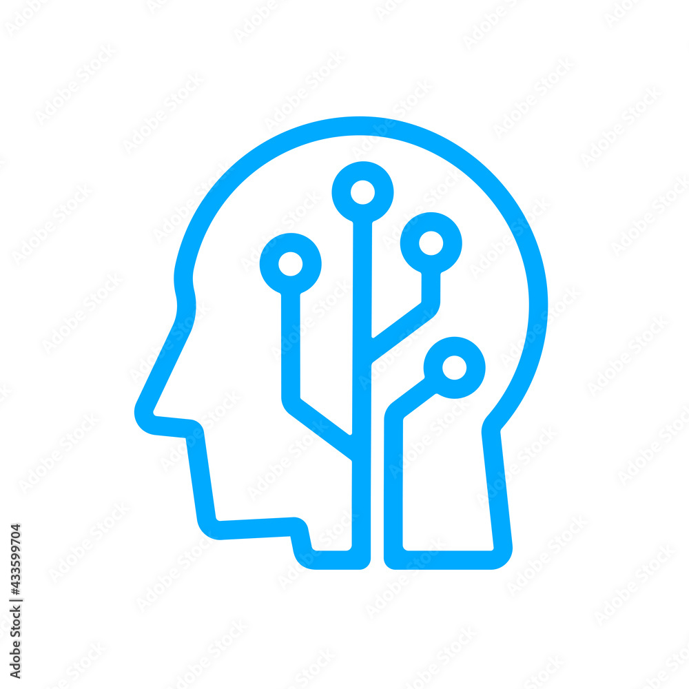 Human head tech logo, Circuit board technological brain, Artificial ...