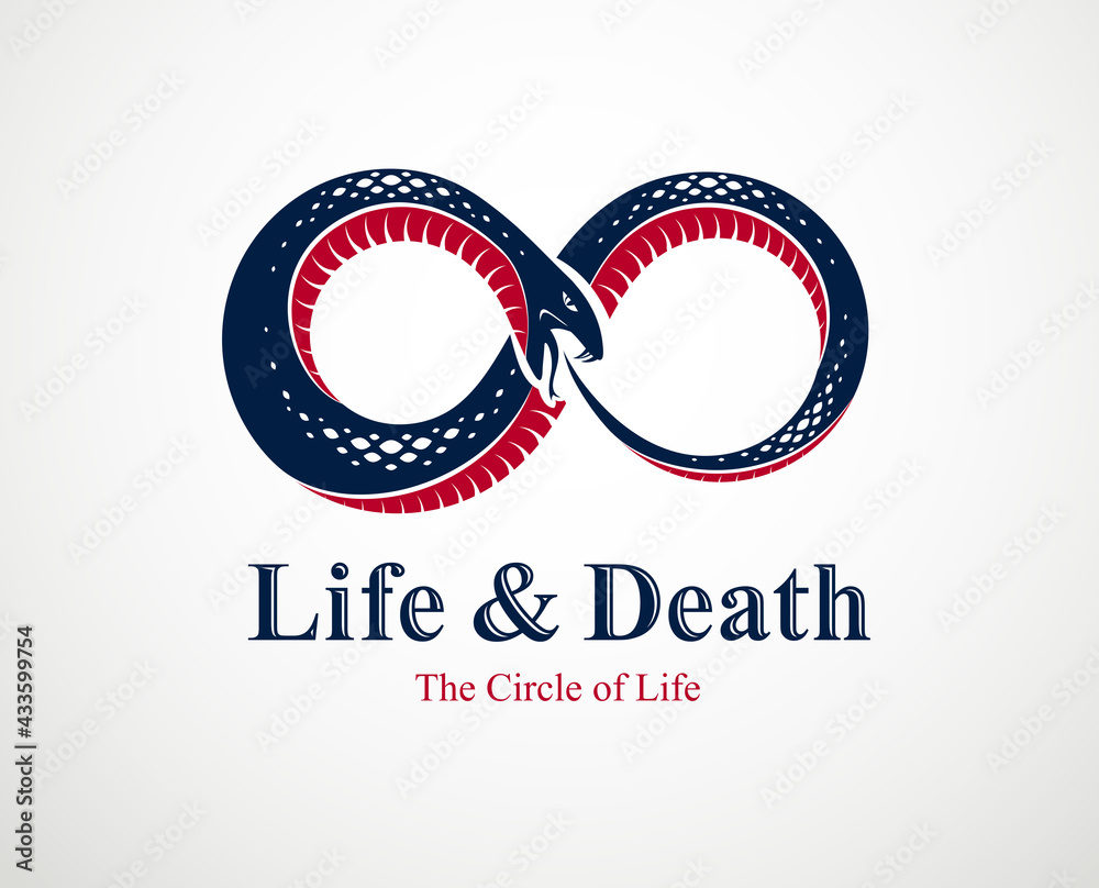 Snake eating its own tale, Uroboros Snake in a shape of infinity symbol ...