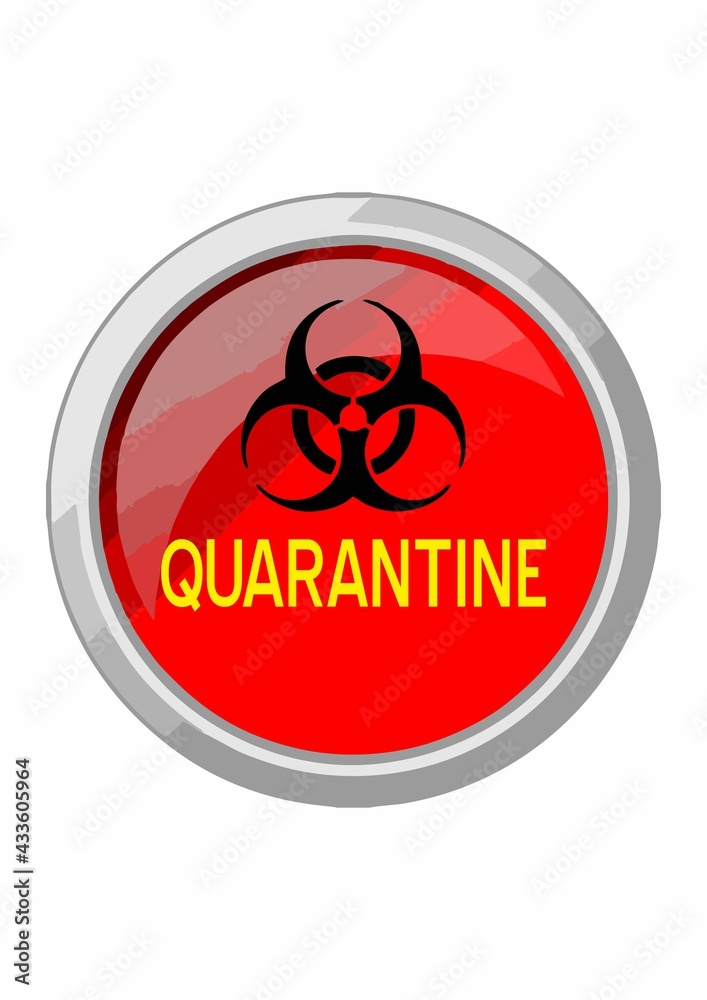 red button with quarantine and chemical waste symbol, and biohazard ...