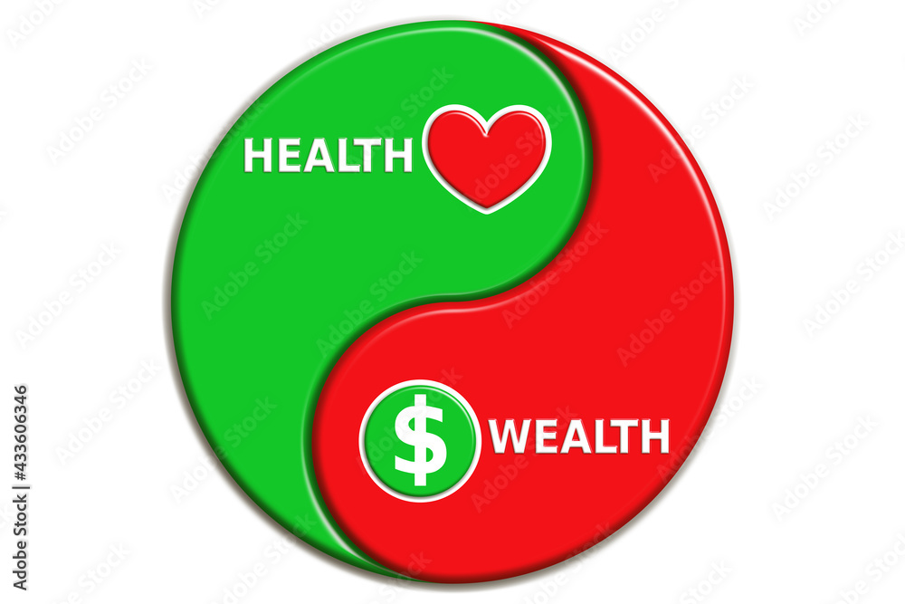 Health is wealth concept illustration. Heart, and dollar shape in a ...