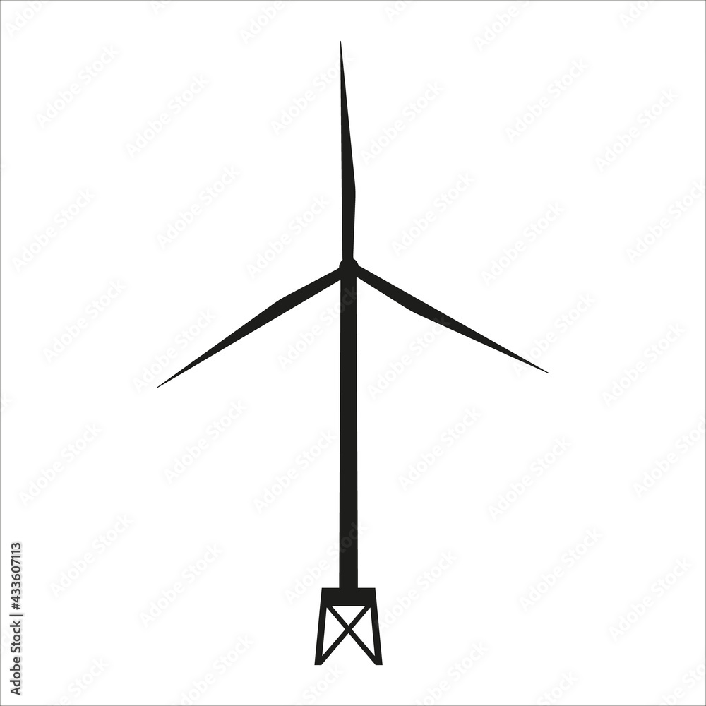 Wind tower silhouette. Offshore wind generator icon. Stock Vector ...