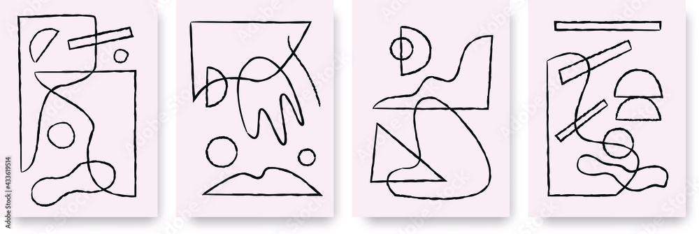 Modern abstract painting. Abstract posters art set. Hand drawn various ...